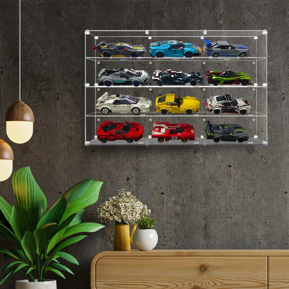 BrickFans Premium Display Case for 12 x Lego Speed Champions Cars (4x3 ...